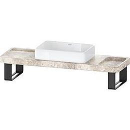 Duravit Qatego Waschtisch-Konsolen-Set D4800800 140x45x90cm, mit Konsole, Konsolenträger, grauer Travertin poliert