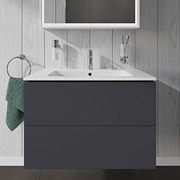 Duravit ME by Starck Waschtisch mit L-Cube Waschtischunterschrank 80 cm, graphit matt