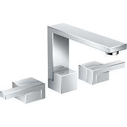 Hansgrohe Axor Edge 3-Loch-Waschtischarmatur 46050000 chrom, mit Push-Open Ablaufgarnitur, Ausladung 173mm