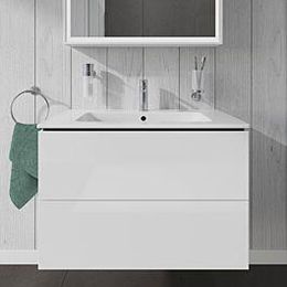 Duravit ME by Starck Waschtisch mit L-Cube Waschtischunterschrank 80 cm, weiß hochglanz