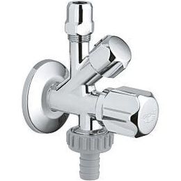 Grohe WAS-Kombi-Eckventil 22033000 3/8" x 3/8" x 3/4", chrom, Wandrosette, nicht selbstklebend