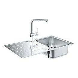 Grohe Einbauspüle-Set 31573SD1 86x50cm, 1 Becken, mit Einhebel-Spültischarmatur, Edelstahl