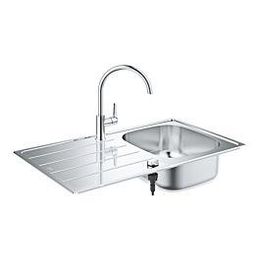 Grohe Einbauspüle-Set 31562SD1 86x50cm, 1 Becken, mit Einhebel-Spültischarmatur, Edelstahl