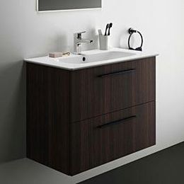 Ideal Standard i.life A Möbelwaschtisch-Paket K8744NW 84x46x64,5cm, 1 Hahnloch, Griff schwarz matt, coffee oak