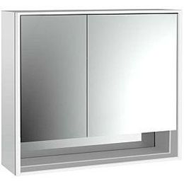 Emco Loft Aufputz-Lichtspiegelschrank 979805208 800x733mm, Unterfach, LED, 2-türig, breite Tür rechts, aluminium/Spiegel