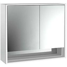 Emco Loft Aufputz-Lichtspiegelschrank 979805210 800x733mm, Unterfach LED, 2-türig, breite Tür links, aluminium/Spiegel