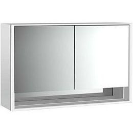 Emco Loft Aufputz-Lichtspiegelschrank 979805220 1300x733mm, mit Unterfach, LED, 2-türig, aluminium/Spiegel