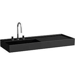 Laufen Kartell Waschtisch 8133320201581, 120x46cm, schwarz, Ablage rechts, 3 Hahnl., Saphirkeramik