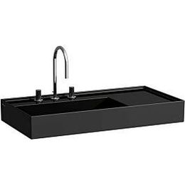 Laufen Kartell Waschtisch 8103380201111, 90x46cm, schwarz, Ablage rechts, 1 Hahnloch, Saphirkeramik