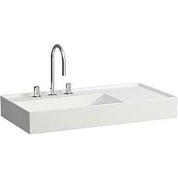 Laufen Kartell Waschtisch 8103387571581, 90x46cm, weiß matt, Ablage rechts, 3 Hahnl., Saphirkeramik