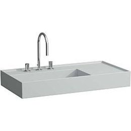 Laufen Kartell Waschtisch 8103387598151, 90x46cm, grau, Ablage rechts, 2 Hahnlöcher, Saphirkeramik