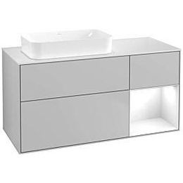 Villeroy & Boch Villeroy und Boch Finion Waschtischunterschrank F691GFGJ 120x60,3x50,1cm, Regal rechts Glossy white lacquer, Light grey matt