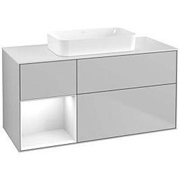 Villeroy & Boch Villeroy und Boch Finion Waschtischunterschrank G701GFGJ 120x60,3x50,1cm, Regal rechts Glossy white lacquer, Light grey matt