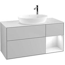 Villeroy & Boch Villeroy und Boch Finion Waschtischunterschrank G951GFGJ 120cm, Abdeckplatte white matt, Emotion, Regale Glossy white lacquer, Light grey matt