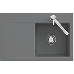 Villeroy & Boch Villeroy und Boch Subway Style 45 Flat Flächenbündige Spüle 33482FR7 links, mit Ablaufgarnitur, Excenterbetätigung, pure black, 78 x 51 cm