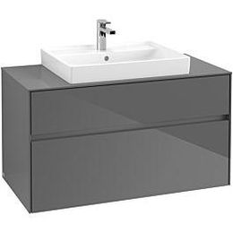 Villeroy & Boch Villeroy und Boch Villeroy & Boch Collaro Waschtischunterschrank C01900FP 100x54,8x50cm, Waschtisch mittig, Glossy Grey