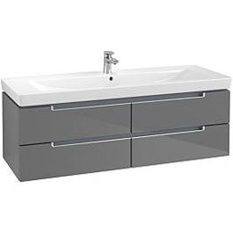 Villeroy & Boch Villeroy & Boch Subway 2.0 Waschtischunterschrank A69100FP, 128,7x42x44,9cm, Glossy Grey, Griff matt