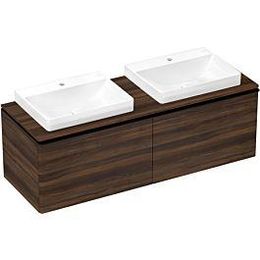 Hansgrohe Xelu Q Waschtischunterschrank 54073670 1560x485x550mm, 2 Schubkästen, Nussbaum dunkel, mattschwarz