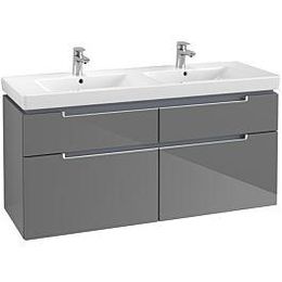 Villeroy & Boch Villeroy und Boch Villeroy & Boch Subway 2.0 Waschtischunterschrank A91700FP,128,7x59x44,9cm, Glossy Grey, Griff matt