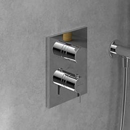 Villeroy & Boch Villeroy und Boch Conum Fertigmontageset TVS12700200061 Unterputz-Thermostat mit Zweiwege-Mengenregulierung, Wandmontage, chrom