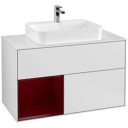 Villeroy & Boch Villeroy und Boch Finion Waschtischunterschrank G361HBMT 100cm, Abdeckplatte white matt, Emotion, Regal links Peony, White matt lacquer