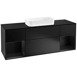 Villeroy & Boch Villeroy und Boch Finion Waschtischunterschrank G332PDPD 160cm, Abdeckplatte black matt, Emotion, Regale Black matt lacquer, Black matt lacquer