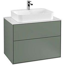 Villeroy & Boch Villeroy und Boch Finion Waschtischunterschrank F34100GM 80x60,3cm, Abdeckplatte white matt, Olive Matt Lacquer