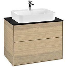 Villeroy & Boch Villeroy und Boch Finion Waschtischunterschrank F34200PC 80x60,3cm, Abdeckplatte black matt, Oak Veneer