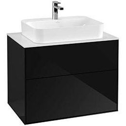 Villeroy & Boch Villeroy und Boch Finion Waschtischunterschrank F34100PH 80x60,3cm, Abdeckplatte white matt, Glossy Black Lacquer