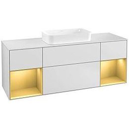 Villeroy & Boch Villeroy und Boch Finion Waschtischunterschrank G331HFMT 160cm, Abdeckplatte white matt, Emotion, Regale Gold matt lacquer, White matt lacquer