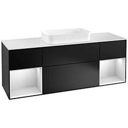 Villeroy & Boch Villeroy und Boch Finion Waschtischunterschrank G331MTPD 160cm, Abdeckplatte white matt, Emotion, Regale White matt lacquer, Black matt lacquer