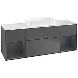 Villeroy & Boch Villeroy und Boch Finion Waschtischunterschrank G331HGGK 160cm, Abdeckplatte white matt, Emotion, Regale Midnight matt lacquer, Anthracite matt