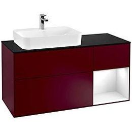 Villeroy & Boch Villeroy und Boch Finion Waschtischunterschrank G402GFHB 120cm, Abdeckplatte black matt, Emotion, Regal rechts Glossy white lacquer, Peony Matt