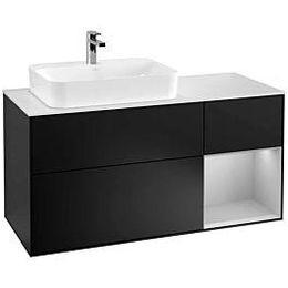 Villeroy & Boch Villeroy und Boch Finion Waschtischunterschrank G401GJPD 120cm, Abdeckplatte white matt, Emotion, Regal rechts Light grey matt, Black matt lacquer