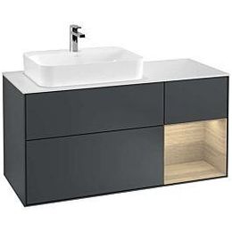 Villeroy & Boch Villeroy und Boch Finion Waschtischunterschrank G401PCHG 120cm, Abdeckplatte white matt, Emotion, Regal rechts Oak Veneer, Midnight Blue Matt Lacquer