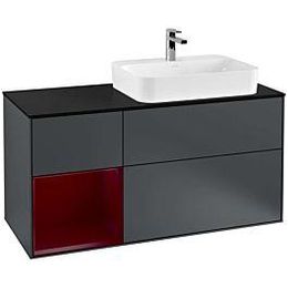 Villeroy & Boch Villeroy und Boch Finion Waschtischunterschrank G392HBHG 120cm, Abdeckplatte black matt, Emotion, Regal links Peony, Midnight Blue Matt Lacquer