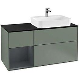 Villeroy & Boch Villeroy und Boch Finion Waschtischunterschrank G392HGGM 120cm, Abdeckplatte black matt, Emotion, Regal links Midnight Blue Matt Lacquer, Olive Matt Lacquer