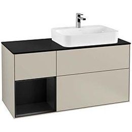 Villeroy & Boch Villeroy und Boch Finion Waschtischunterschrank G392PDHH 120cm, Abdeckplatte black matt, Emotion, Regal links Black matt lacquer, Sand Matt Lacquer