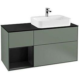 Villeroy & Boch Villeroy und Boch Finion Waschtischunterschrank G392PDGM 120cm, Abdeckplatte black matt, Emotion, Regal links Black matt lacquer, Olive Matt Lacquer