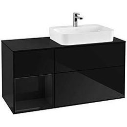 Villeroy & Boch Villeroy und Boch Finion Waschtischunterschrank G392PHPH 120cm, Abdeckplatte black matt, Emotion, Regal links Glossy Black Lacquer, Glossy Black Lacquer