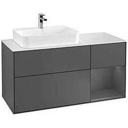 Villeroy & Boch Villeroy und Boch Finion Waschtischunterschrank F401GKGK 120cm, Abdeckplatte white matt, Regal rechts Anthracite matt, Anthracite matt