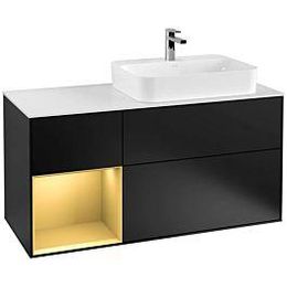 Villeroy & Boch Villeroy und Boch Finion Waschtischunterschrank G391HFPD 120cm, Abdeckplatte white matt, Emotion, Regal links Gold matt, Black matt lacquer