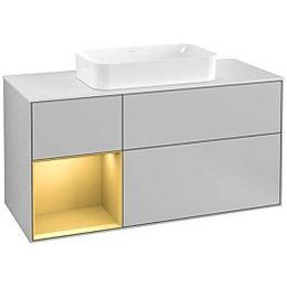 Villeroy & Boch Villeroy und Boch Finion Waschtischunterschrank G291HFGJ 120cm, Abdeckplatte white matt, Emotion, Regal links Gold matt, Light grey matt