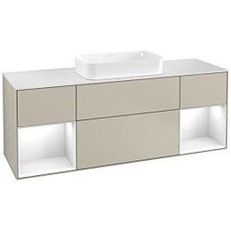 Villeroy & Boch Villeroy und Boch Finion Waschtischunterschrank F331GFHH 160x60,3cm, Abdeckplatte white matt, Regale Glossy white lacquer, Sand Matt Lacquer