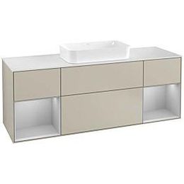 Villeroy & Boch Villeroy und Boch Finion Waschtischunterschrank F331GJHH 160x60,3cm, Abdeckplatte white matt, Regale Light grey matt lacquer, Sand Matt Lacquer