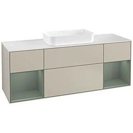 Villeroy & Boch Villeroy und Boch Finion Waschtischunterschrank F331GMHH 160x60,3cm, Abdeckplatte white matt, Regale Olive matt lacquer, Sand Matt Lacquer