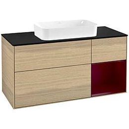 Villeroy & Boch Villeroy und Boch Finion Waschtischunterschrank G302HBPC 120cm, Abdeckplatte black matt, Emotion, Regal rechts Peony, Oak Veneer