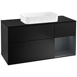 Villeroy & Boch Villeroy und Boch Finion Waschtischunterschrank G302HGPD 120cm, Abdeckplatte black matt, Emotion, Regal rechts Midnight Blue Matt Lacquer, Black matt lacquer