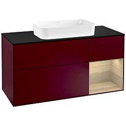 Villeroy & Boch Villeroy und Boch Finion Waschtischunterschrank G302PCHB 120cm, Abdeckplatte black matt, Emotion, Regal rechts Oak Veneer, Peony Matt