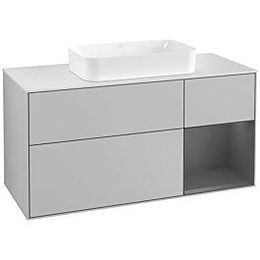 Villeroy & Boch Villeroy und Boch Finion Waschtischunterschrank G301GKGJ 120cm, Abdeckplatte white matt, Emotion, Regal rechts Anthracite matt, Light grey matt